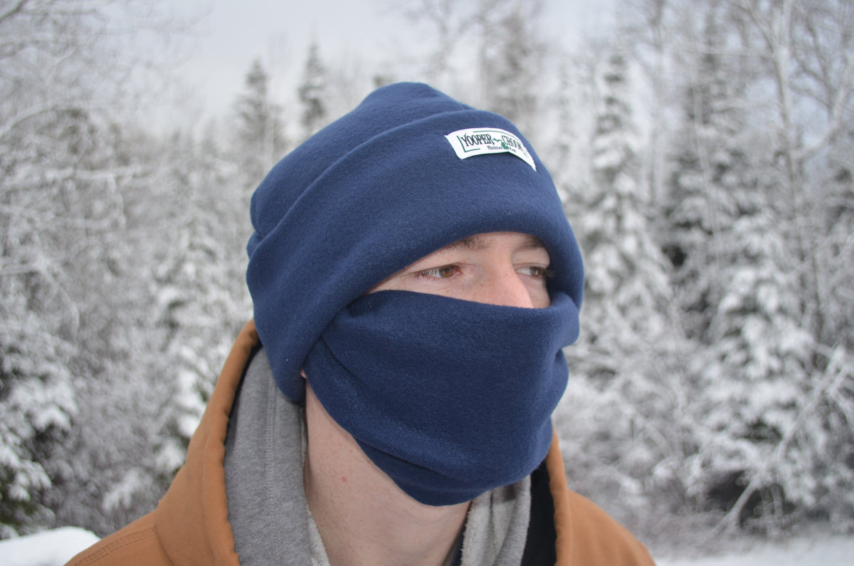 Stay Warm in Style with Yooper Chook Navy Blue - Fleece Face Mask